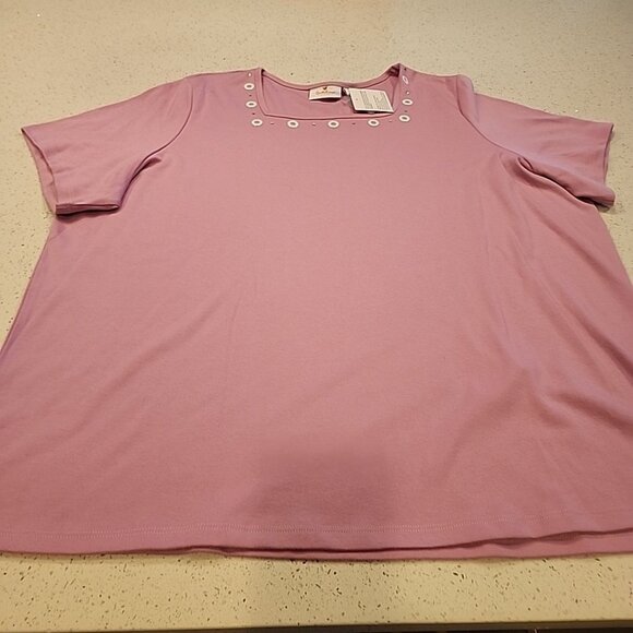 Quacker Factory | Tops | Nwt Quacker Factory Pink Tshirt 3x Short ...